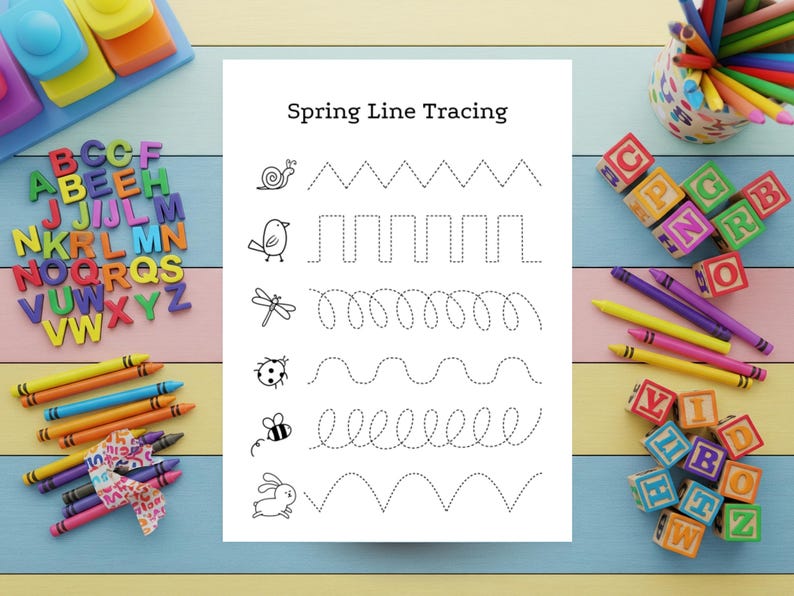 Spring Line Tracing Worksheets for Kids Ages 3–6 | Fine Motor Skills ...