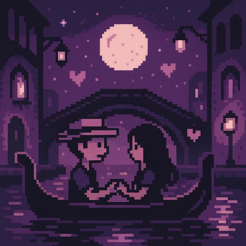 3 Custom Romantic Pixel Art Pictures, Personalized Couple Scene, 8-bit ...