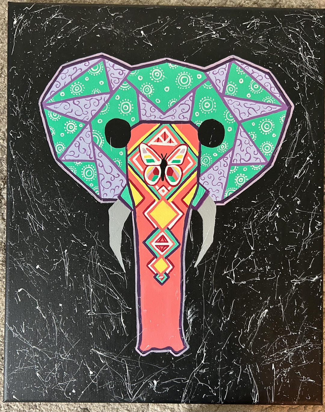 Electric Elephant Painting: Unique Animal Wall Art - Etsy