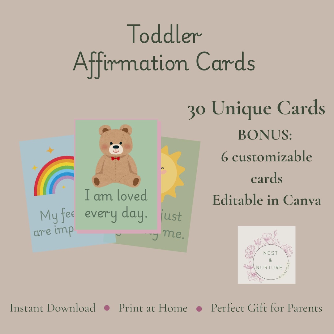 Toddler Affirmation Cards | Kids Canva Printable Mindfulness Set ...