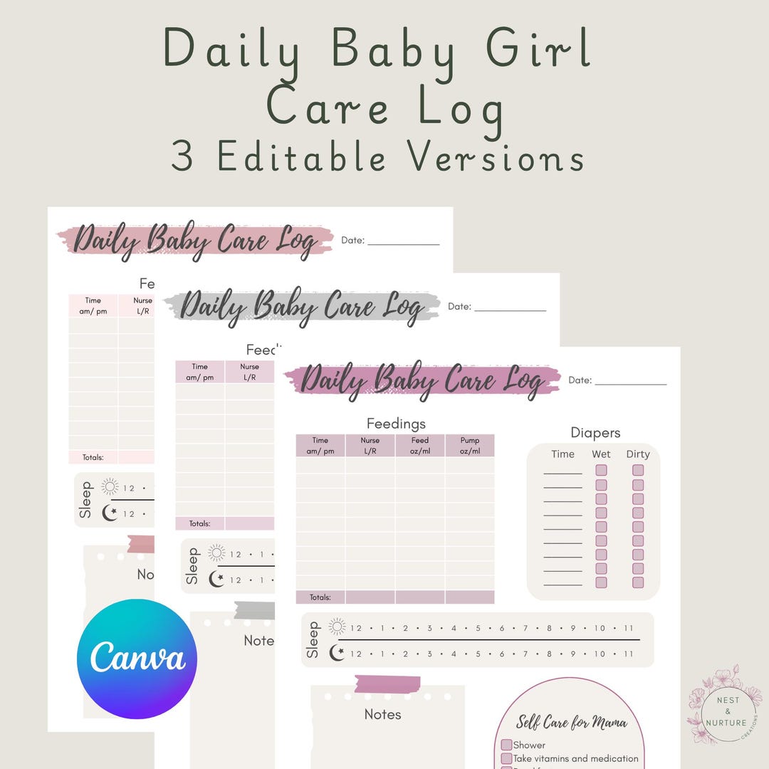 Baby Daily Care Log Printable | Track Feedings, Sleep, Diapers & More ...