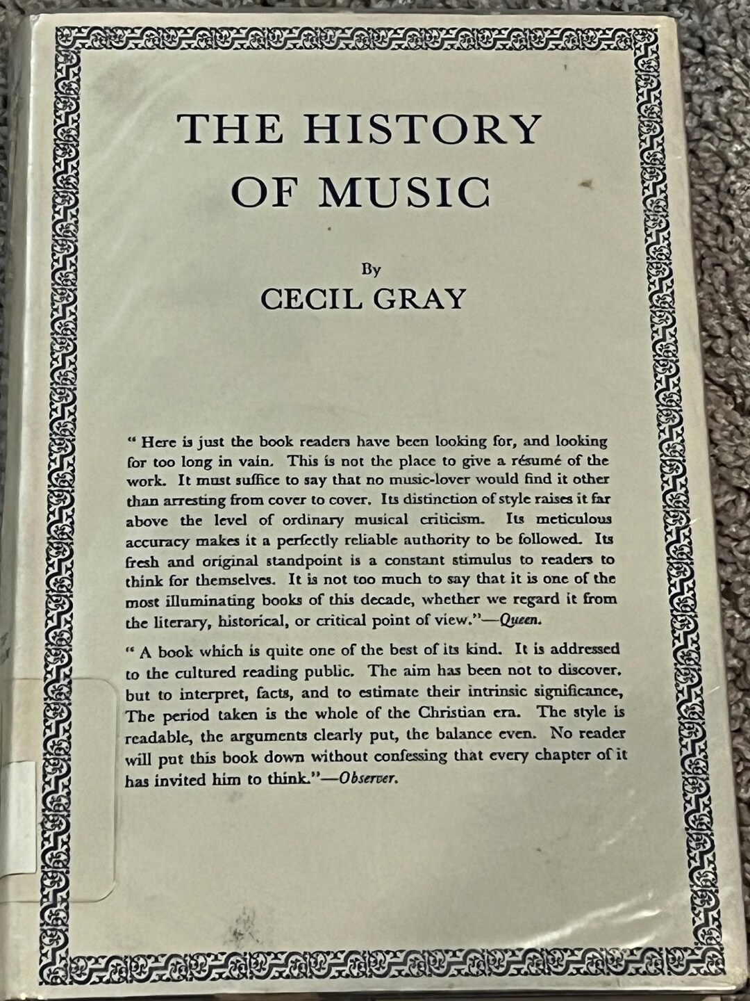 The History of Music by Cecil Gray - Etsy
