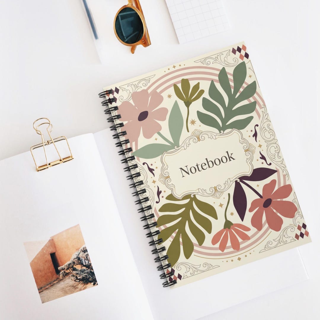 Retro Vintage Floral Notebook | Spiral Ruled Pages - Etsy