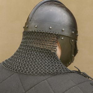 Medieval Viking Helmet With Chainmail Aventail Authentic Steel Norman ...
