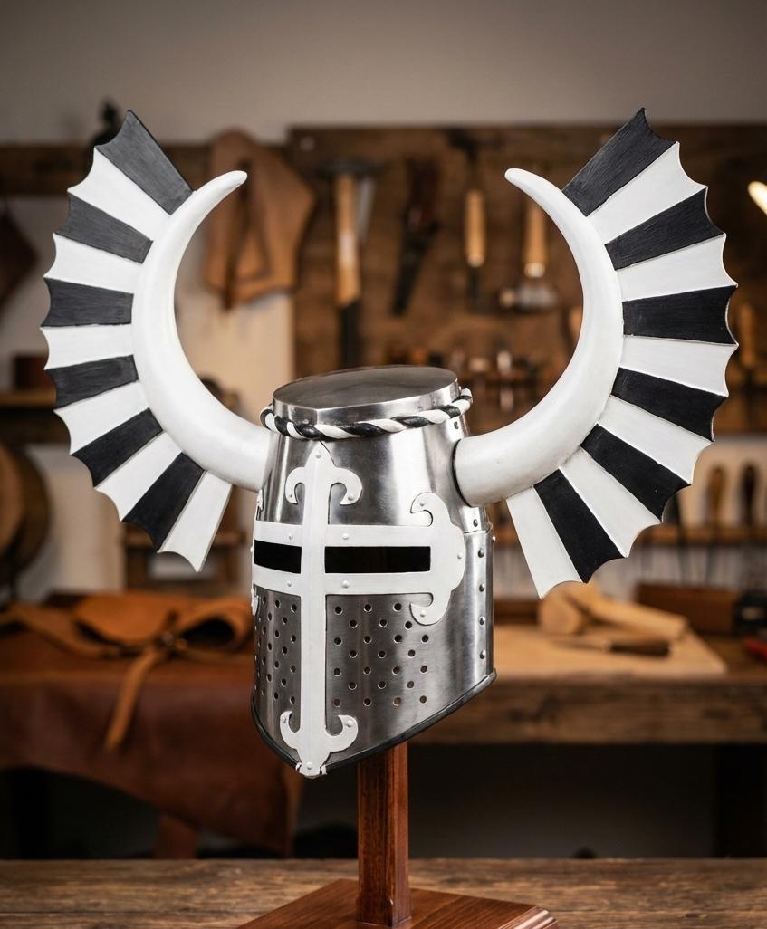 Winged Templar Great Helm Medieval Fantasy Crusader Helmet Viking ...
