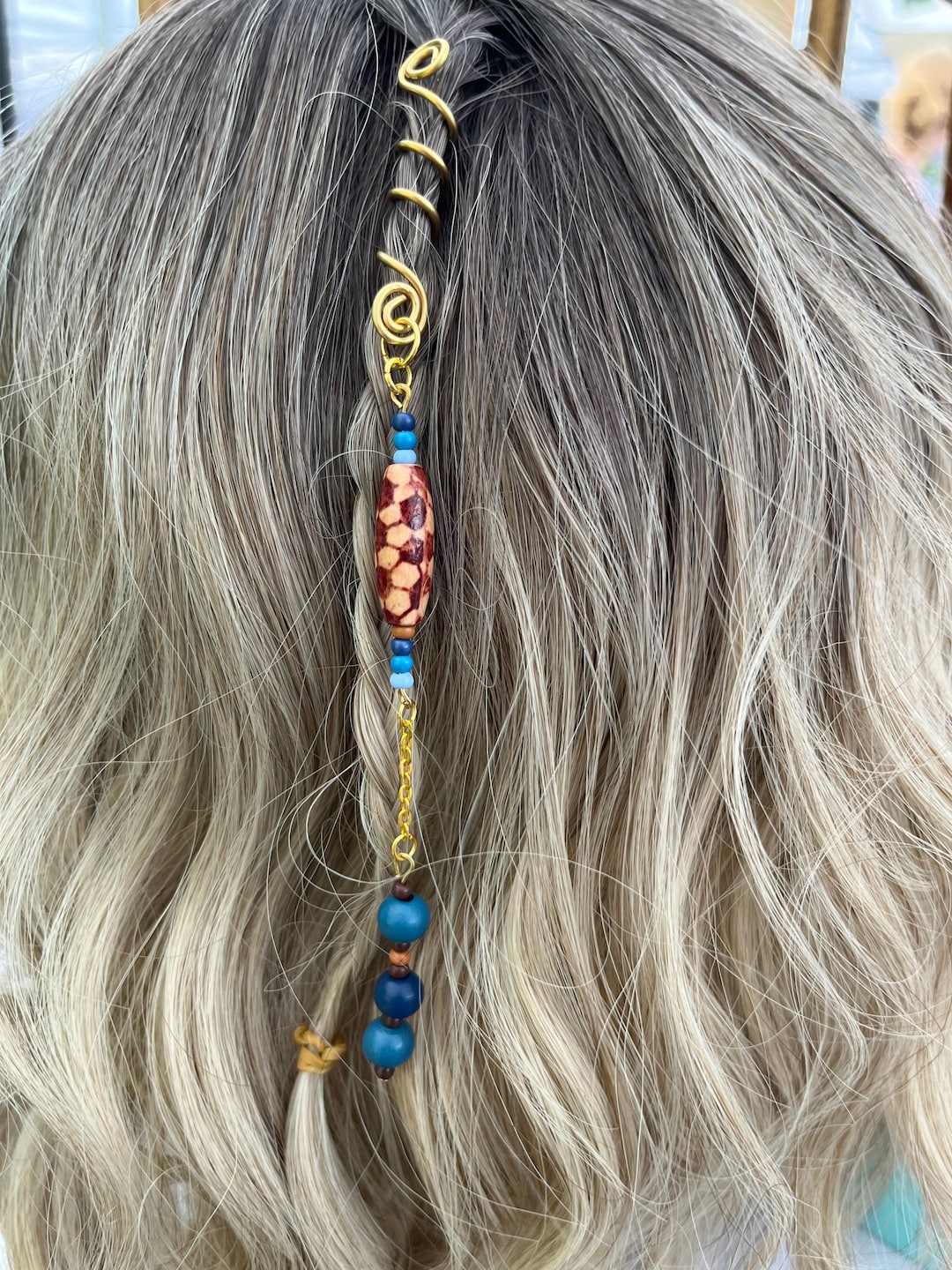 Wooden Blue Beaded Braid Wrap - Etsy
