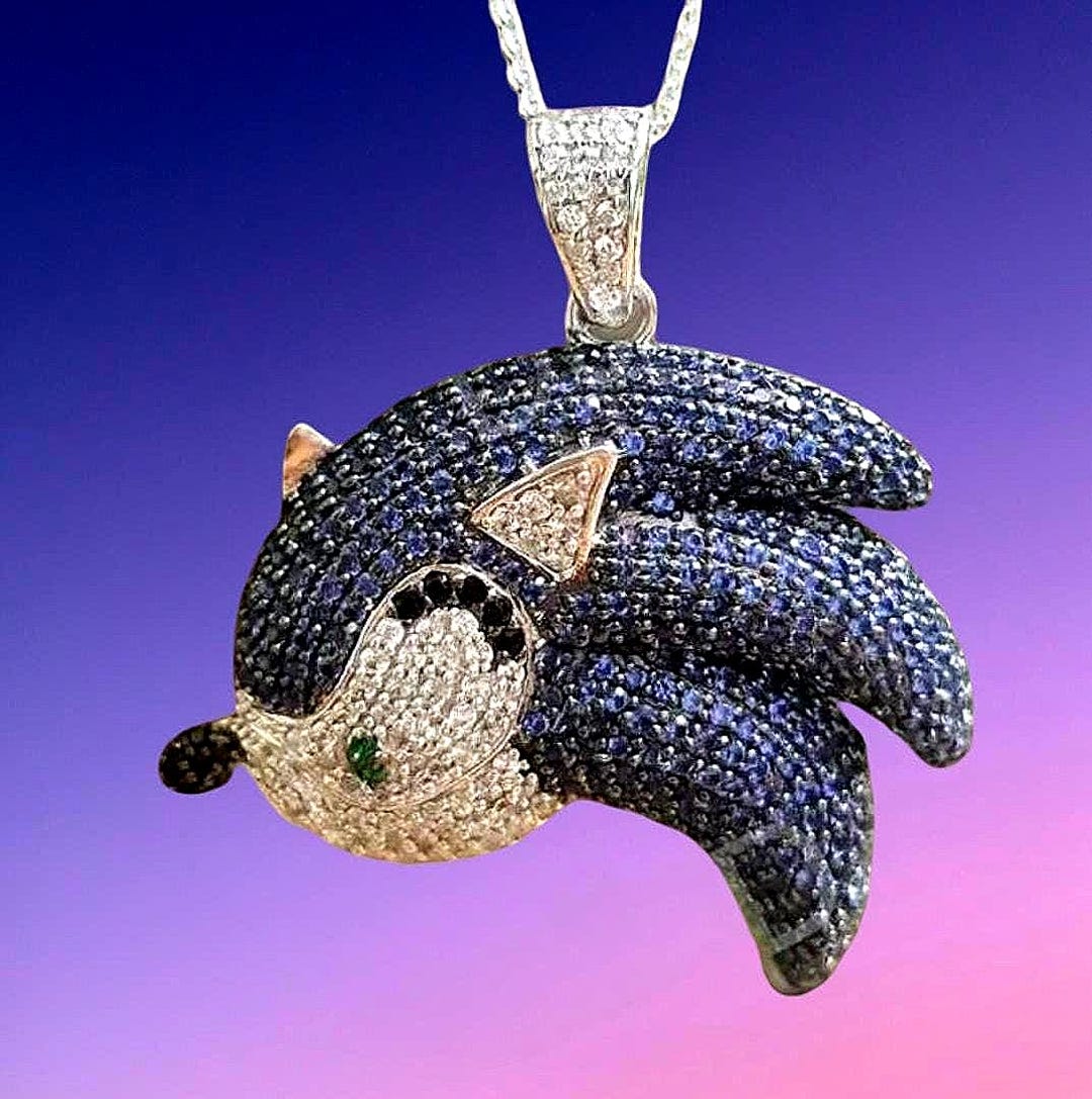 Sonic Hedgehog Pendant Round Cut Simulated Multicolor Diamond Pendant ...