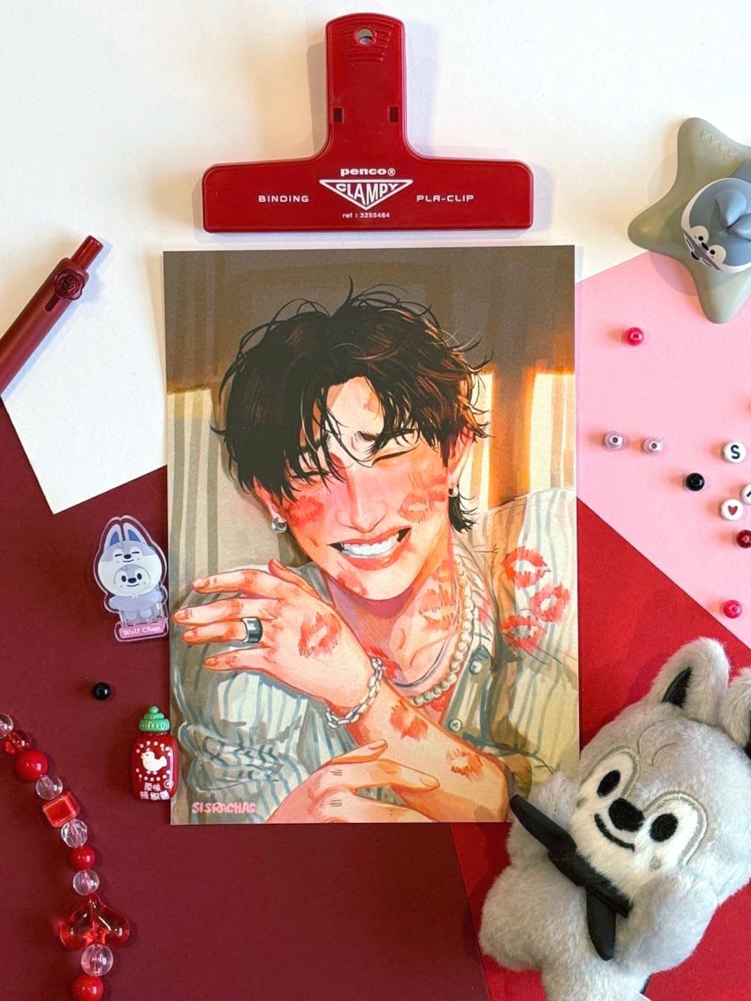 Bang Chan + Kisses Stray Kids Art Print (postcard Size) - Etsy