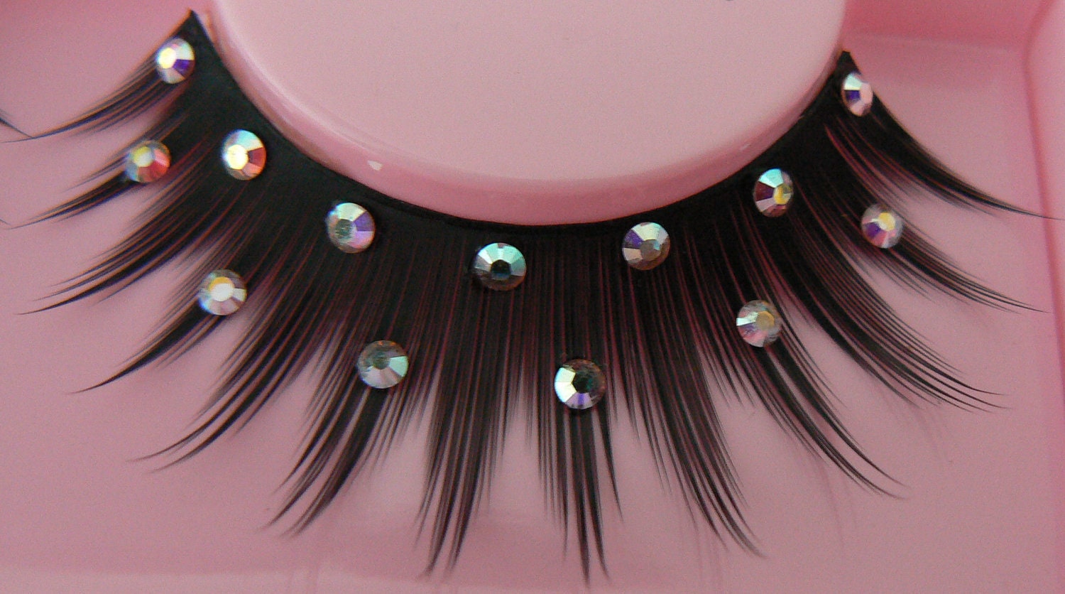 Fake Eyelashes Green Crystal AB Wedding False Sparkly Mermaid - Etsy