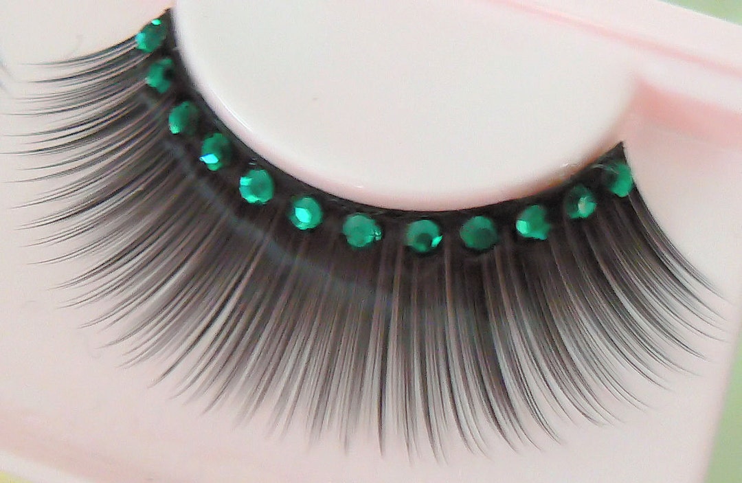 Goblin Queen Ultra Sparkly Exclusive False Eyelashes With Emerald Green ...