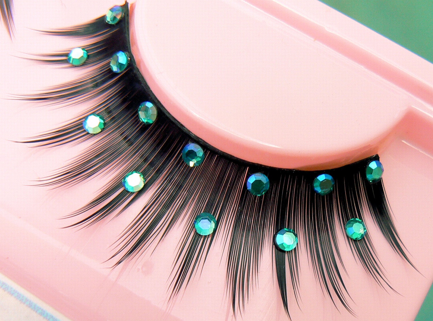 Fake Eyelashes Green Crystal AB Wedding False Sparkly Mermaid - Etsy