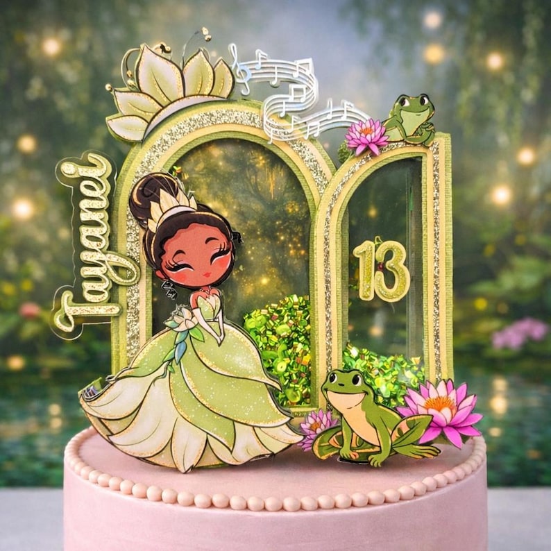 Princess Tiana Inspired Cake Topper – Personalized Name & Age Birthday ...