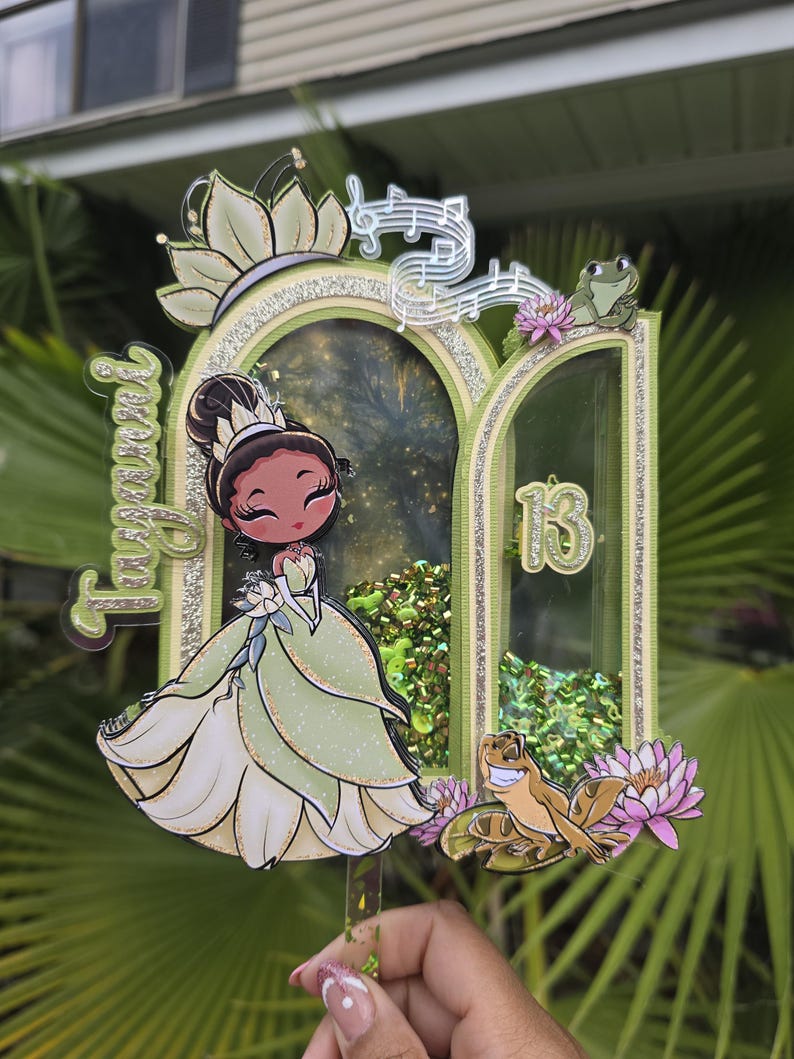 Princess Tiana Inspired Cake Topper – Personalized Name & Age Birthday ...
