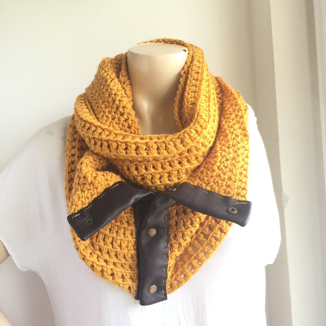Dark Senf Winter Schal-Infinity Schal-Chunky Loop Schal-Häkelschal ...
