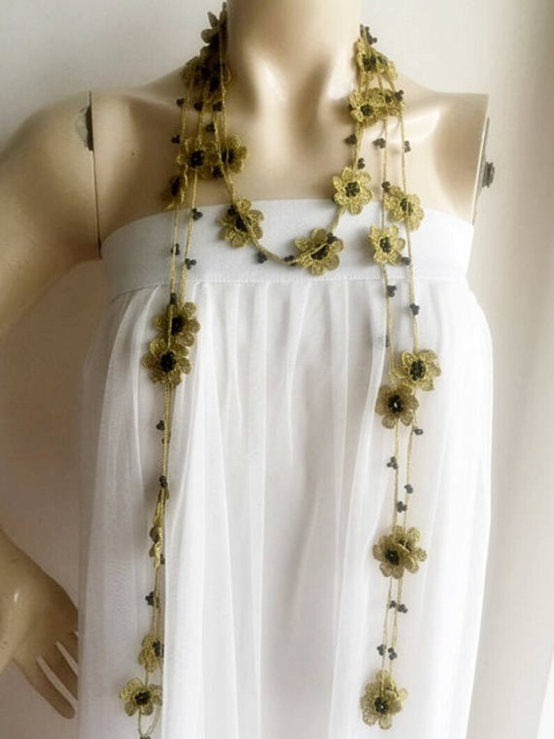 Gold Daisy Necklace-crochet Necklace-turkish Oya Necklace-gold - Etsy