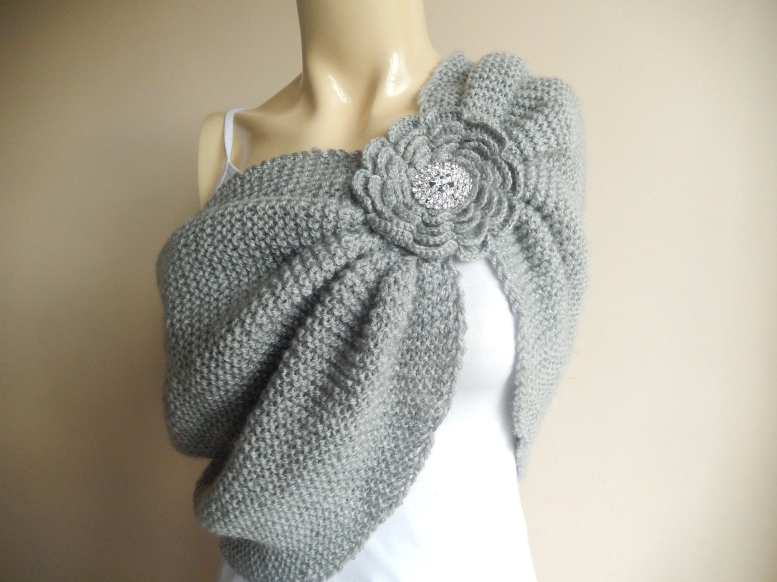 Gray Bridal Capelet / Wedding Wrap Shrug Bolero/hand Knit - Etsy