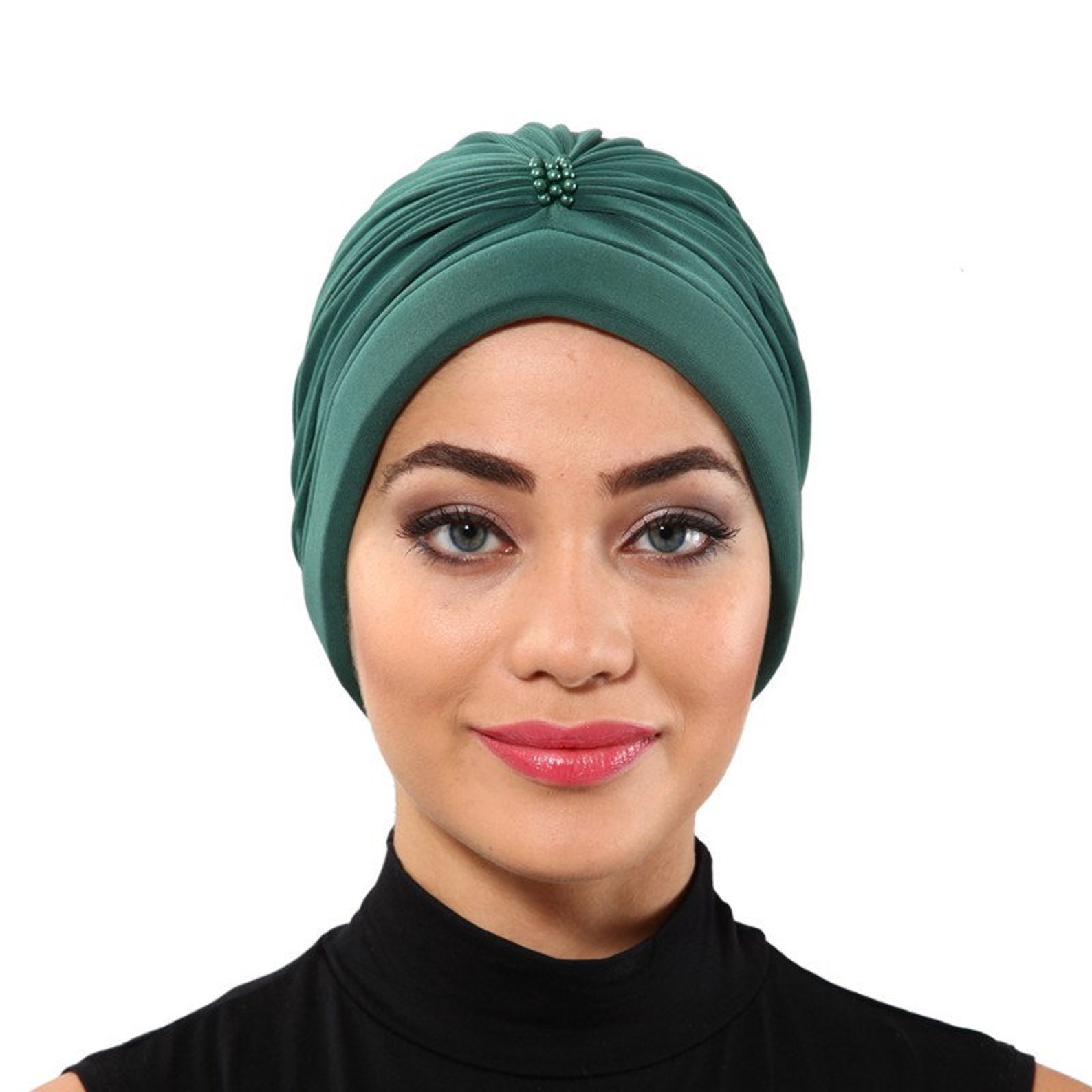 Turban Headwrappearl Turban Fashion Turban Capnavy Pleated - Etsy