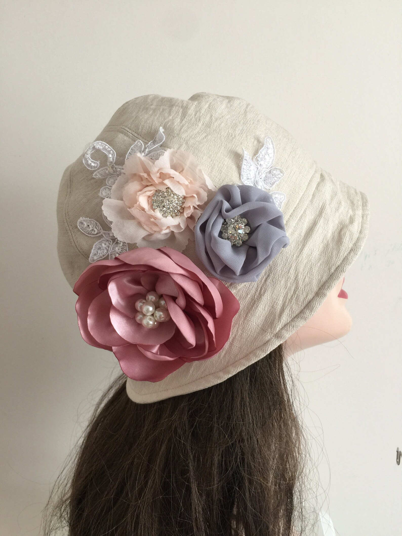 Cloche Hat with Flowers Wedding Hat Ivory Ladies Formal Hat | Etsy