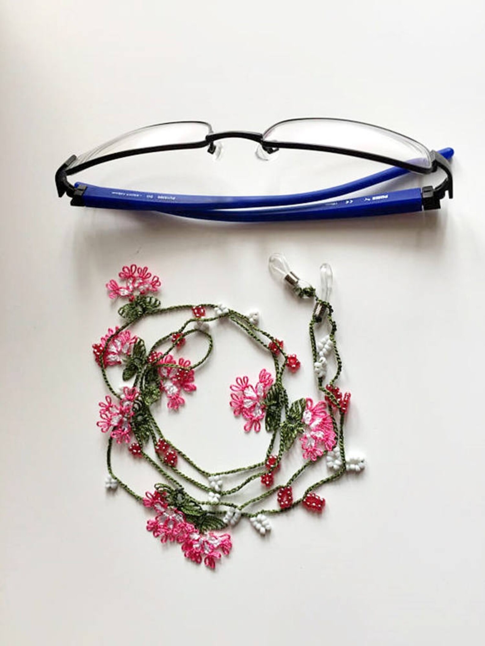 Pink Eye Glasses Chain Spectacle Chain Pink White Spectacle - Etsy