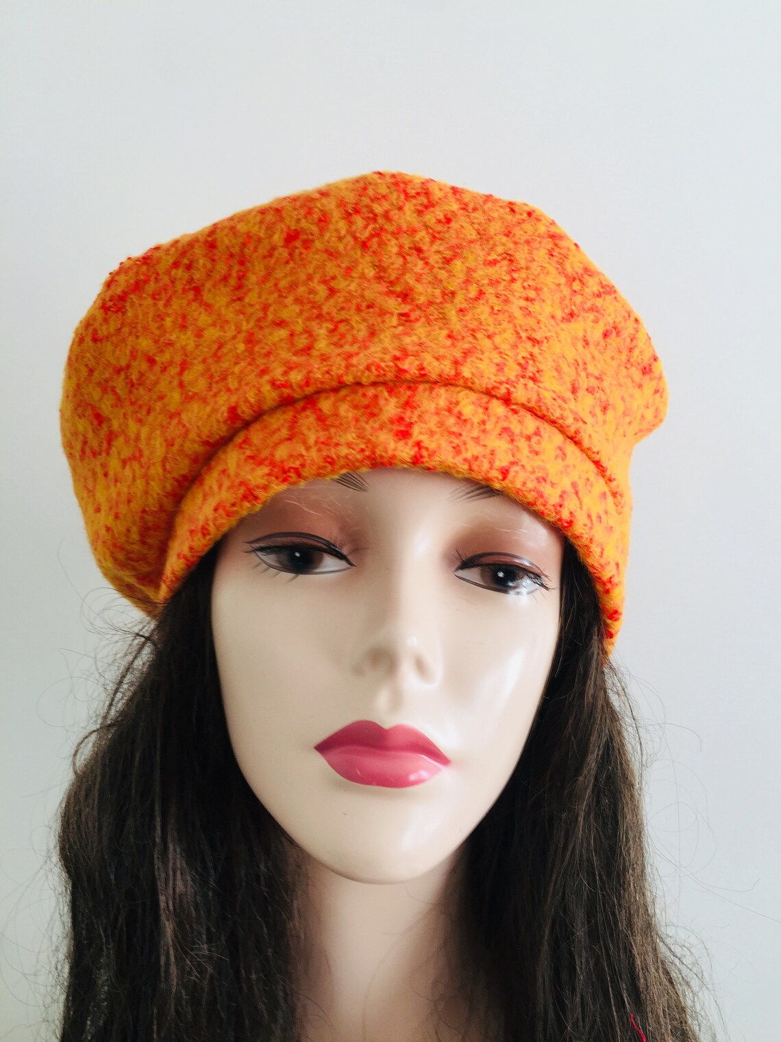 Orange Felt Beret Fall Beanie Scottish Slouchy Hat Vegan - Etsy