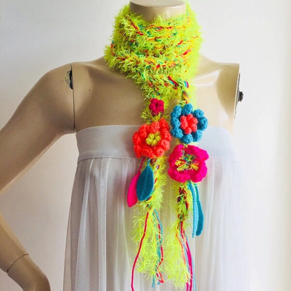Neon Yellow Scarf - Etsy