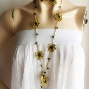 Gold Daisy Necklace-crochet Necklace-turkish Oya Necklace-gold and ...