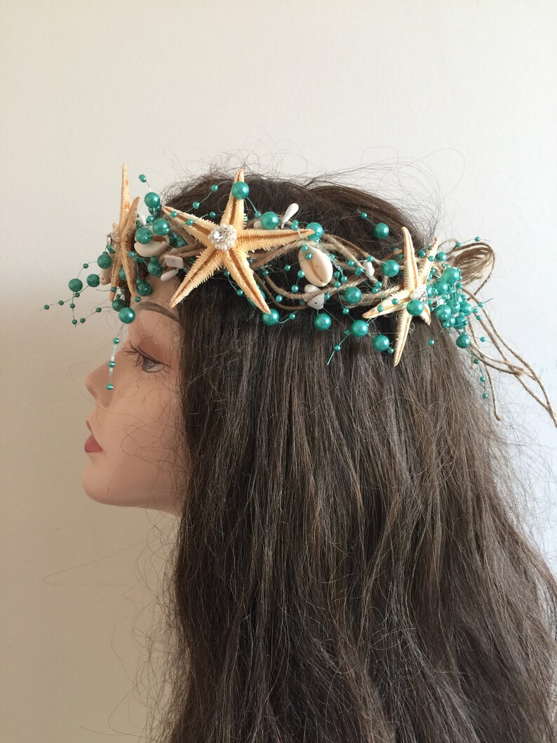 Mermaid Crown -beach Bridal Headband-teal Green Mermaid- Siren Costume ...