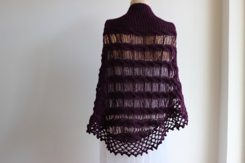 Dark Plum Shawl / Wedding Wrap Shrug Bolero/hand Knit Glitter - Etsy
