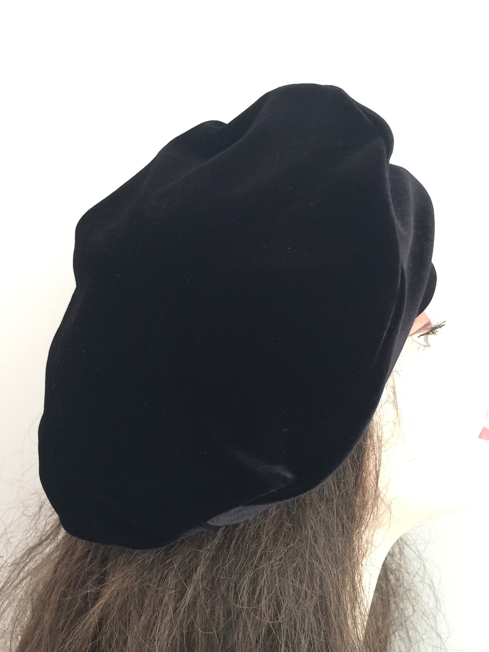 Black Velvet Beret With a Bow- Tam French- Warm Winter Hat- Velvet ...