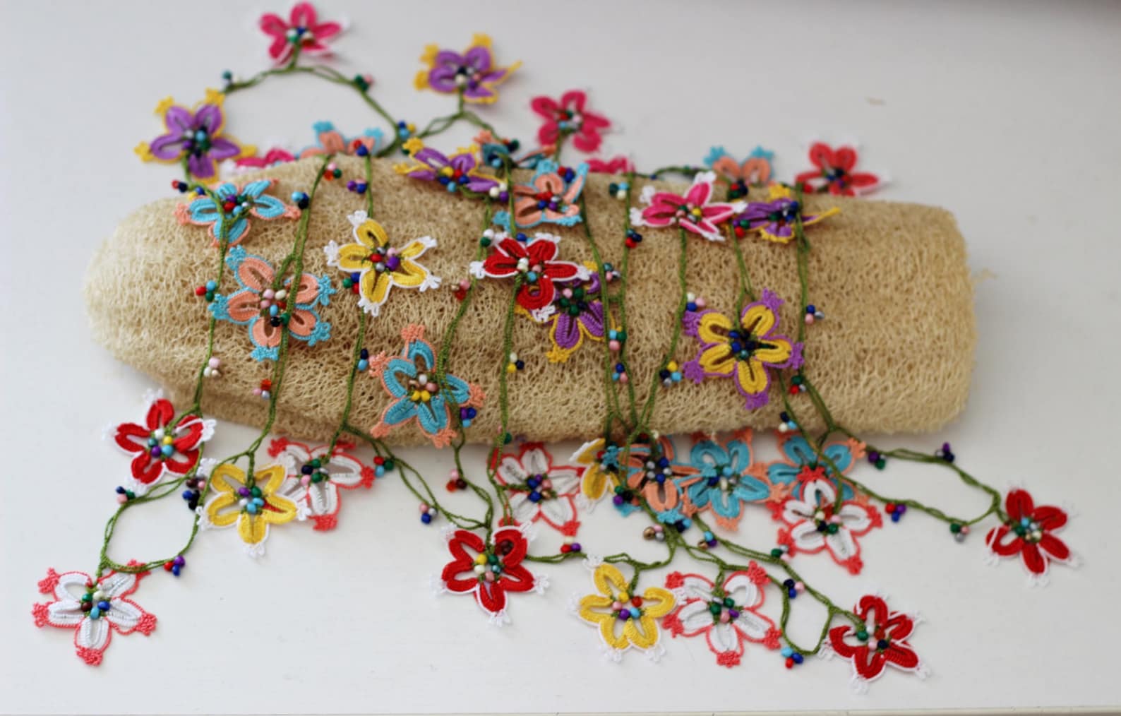 Multicolor Oya Necklace-crochet Beaded Necklace-turkish Oya - Etsy