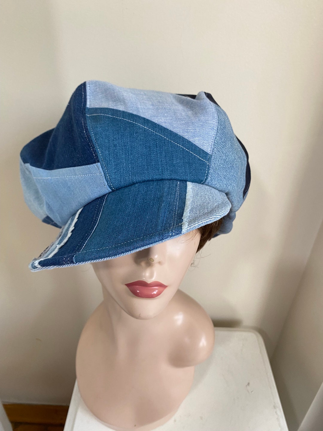 Oversized Newsboy Hat- Boho Hippie Clothing- Distressed Cap- Patchwork ...