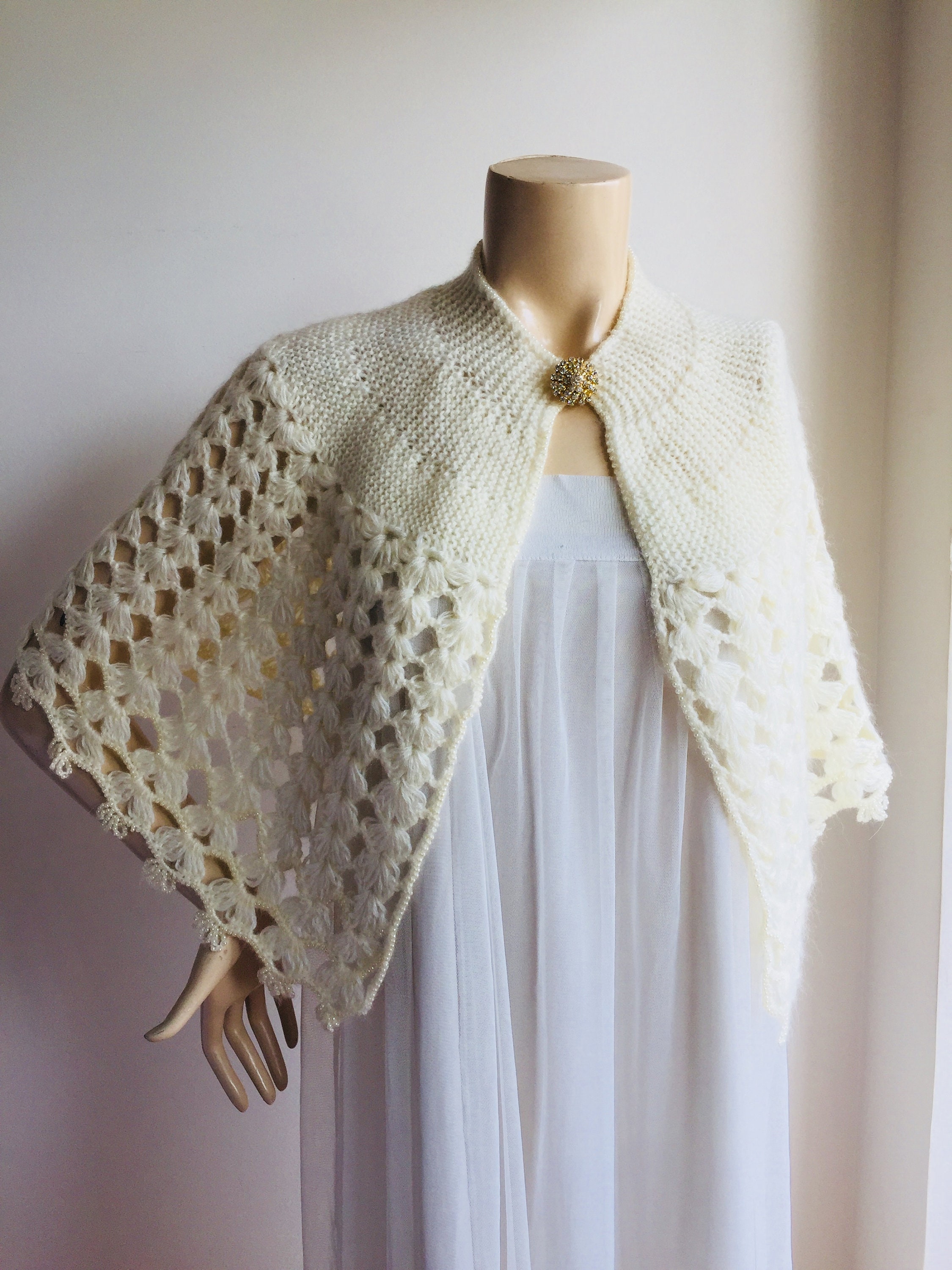 Cream Bridal Cape /Cream Wedding Wrap Shrug Bolero/Hand | Etsy