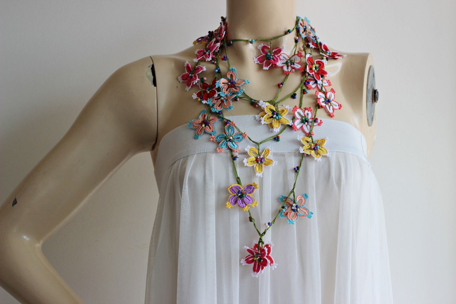 Multicolor Oya Necklace-crochet Beaded Necklace-turkish Oya - Etsy