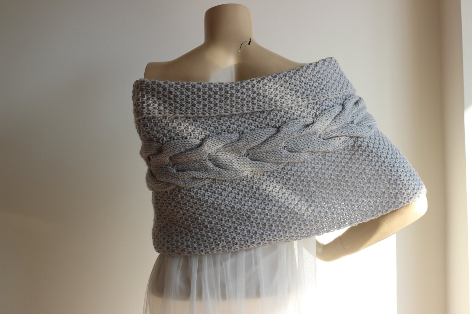 Light Gray Capelet / Wedding Wrap Shrug Bolero/hand Knit | Etsy