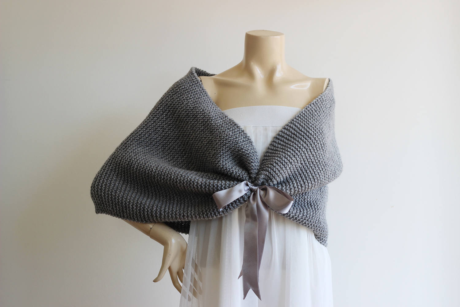 Dark Gray Bridal Capelet / Wedding Wrap Shrug Bolero/hand Knit - Etsy