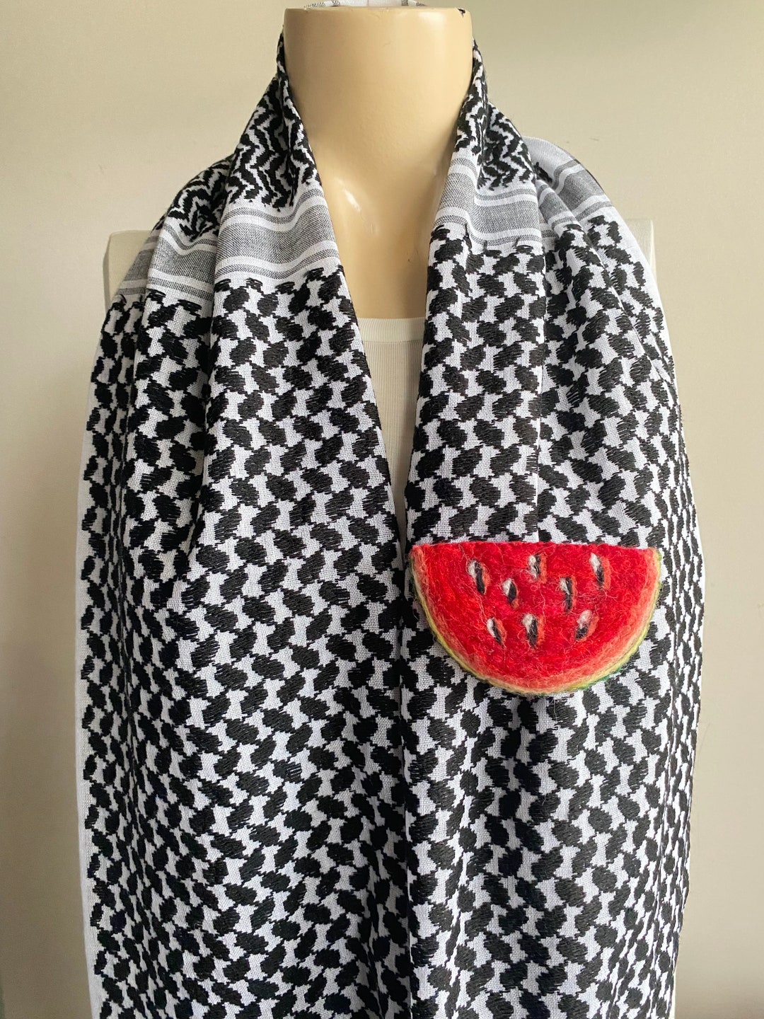 Keffiyeh Infinity Scarf -white and Black Infinity Scarf-scarf With ...