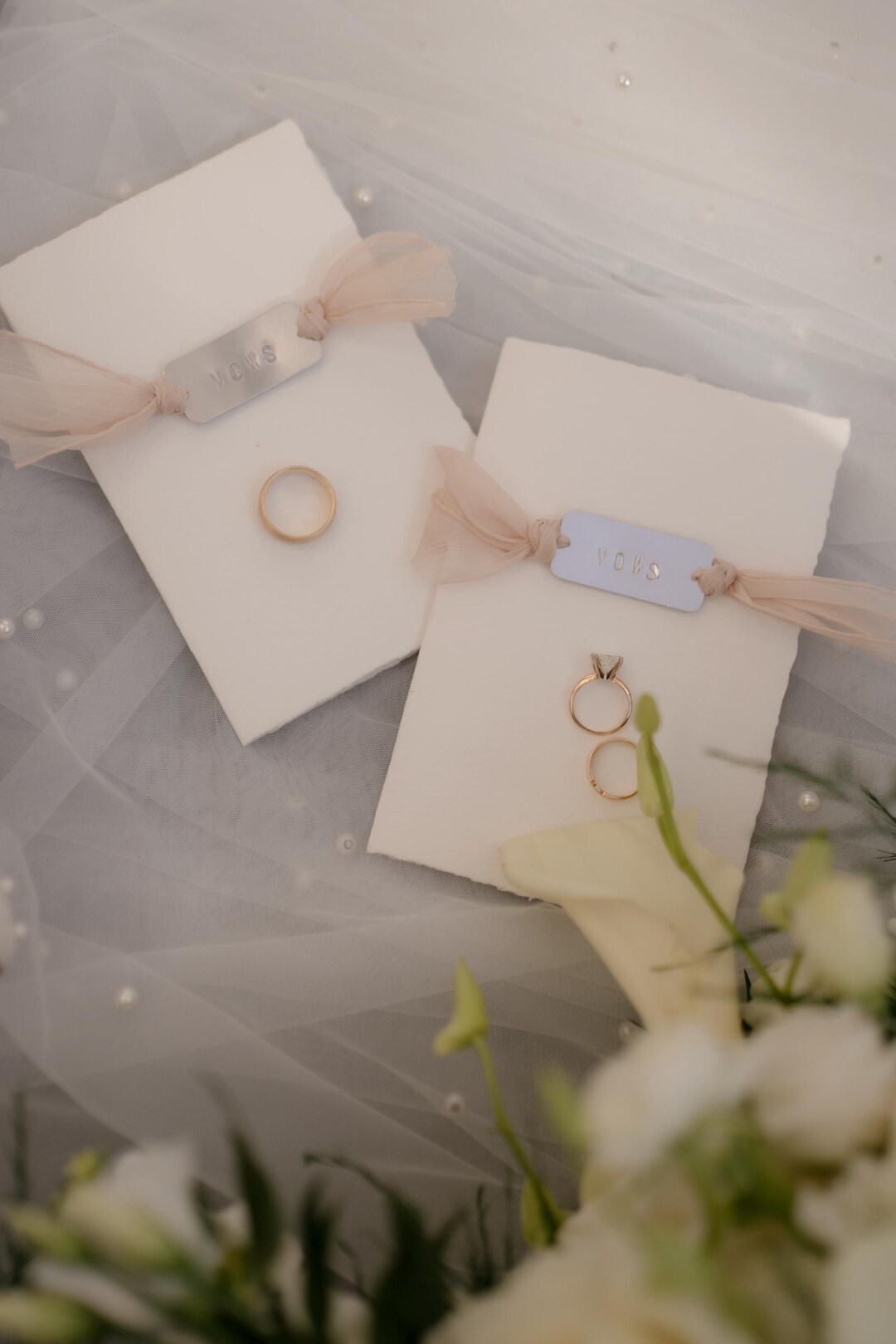 Handmade Wedding Vow Cards With Ribbon | Printed or Blank | Bride and ...