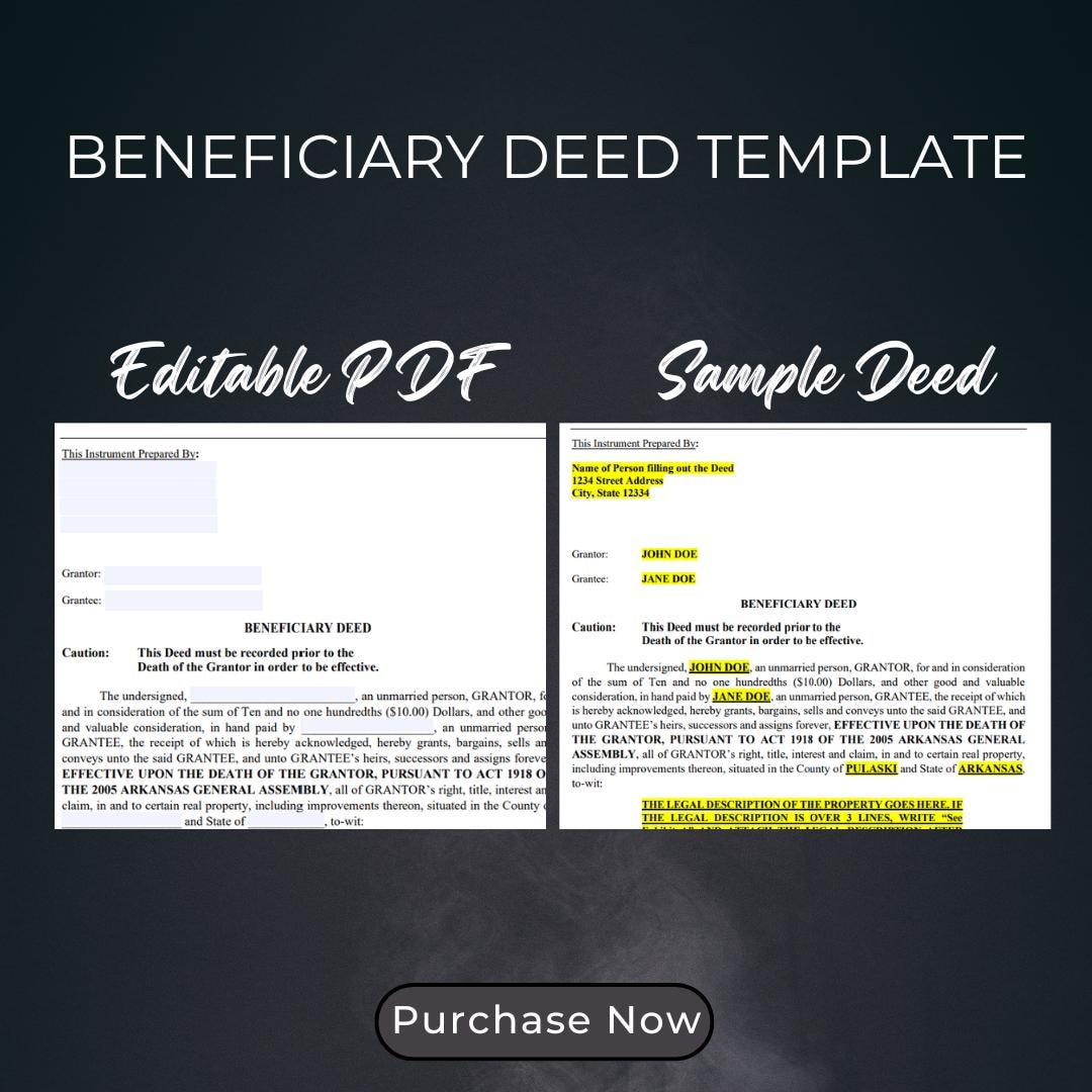 Editable Beneficiary Deed Template - Etsy