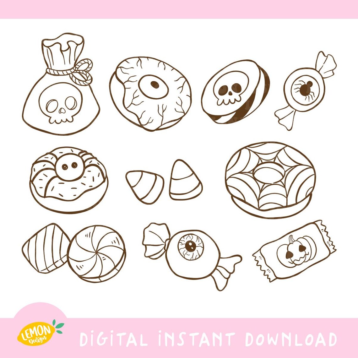 Halloween Candy Clipart Bundle: Spooky Treats PNG Set (digital Download ...