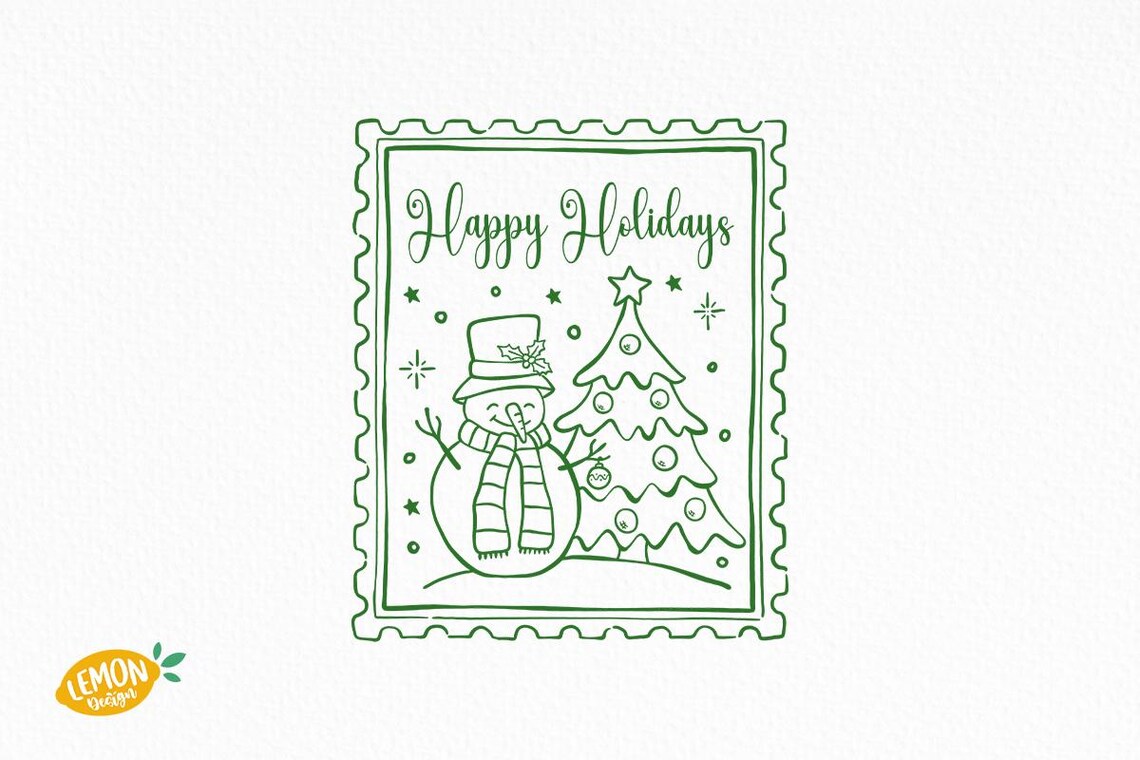 Christmas Stamp Clipart Bundle: Holiday Doodle SVG PNG (digital ...
