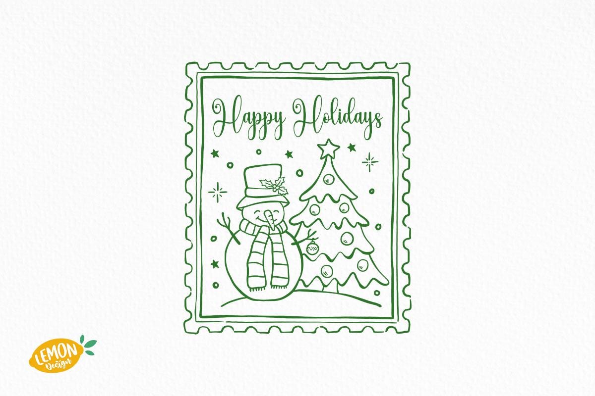 Christmas Stamp Clipart Bundle: Holiday Doodle SVG PNG (digital ...