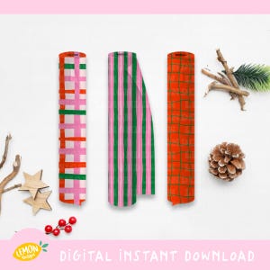 Christmas Pattern PNG Clipart Bundle, Retro Holiday Frame Borders, Pink ...