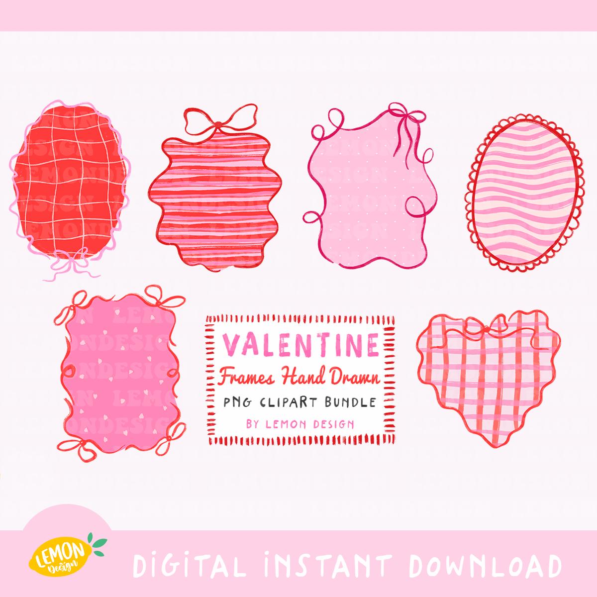Valentine Frames PNG Clipart | Hand Drawn Love Borders Instant Digital ...