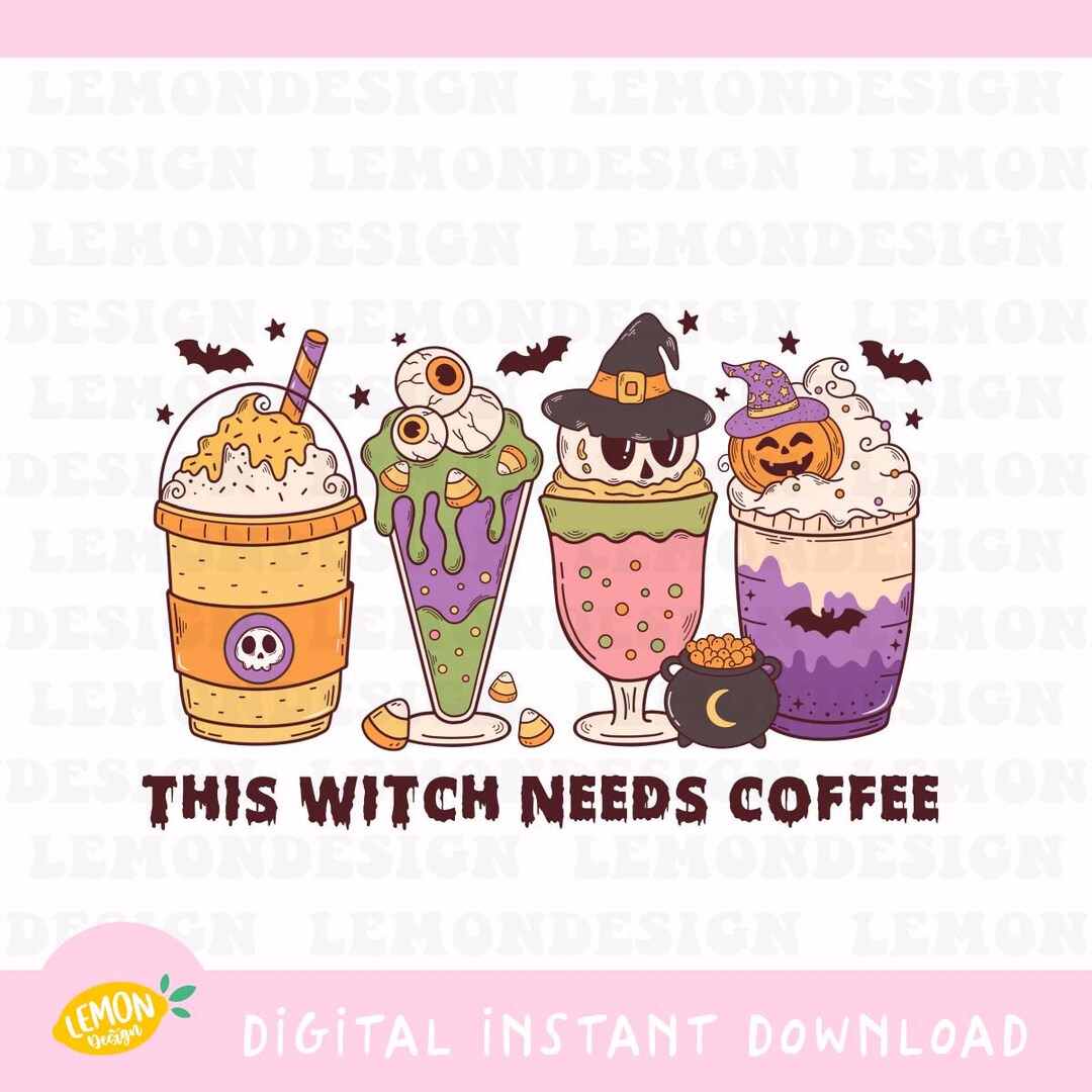 Halloween Coffee Clipart File: Spooky Fall Drinks, Latte Art (digital ...