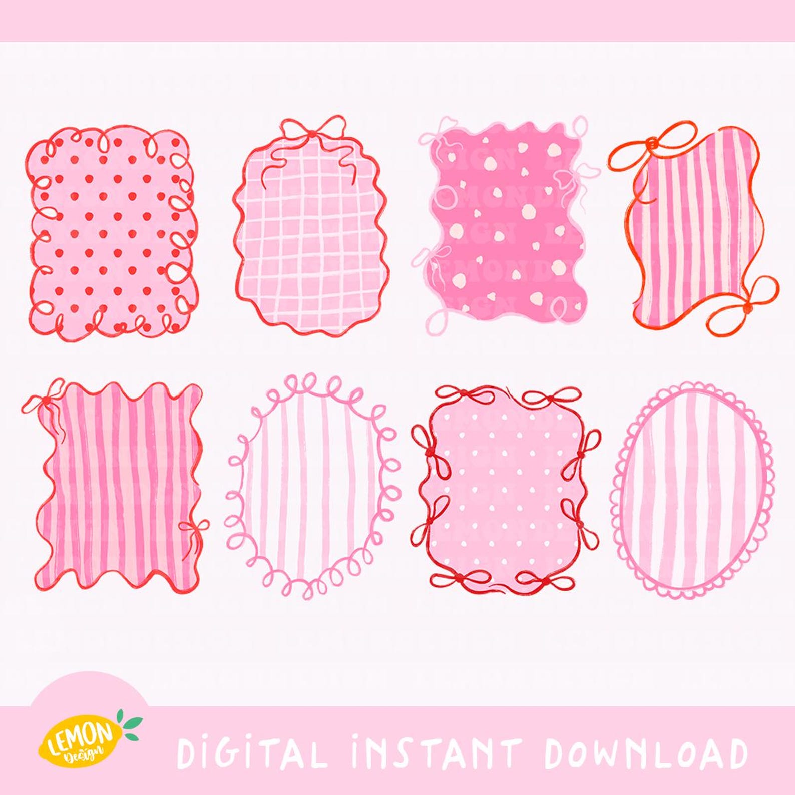 Valentine Frames PNG Clipart | Hand Drawn Love Borders Instant Digital ...