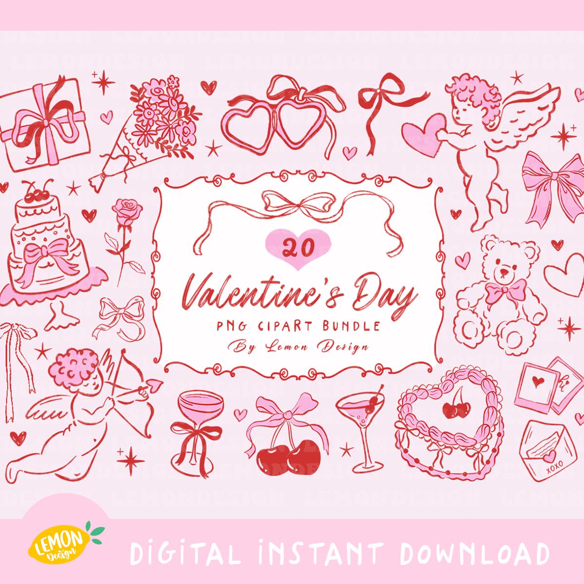 Valentine’s Day PNG Clipart | Cute Love Illustration Set Instant ...