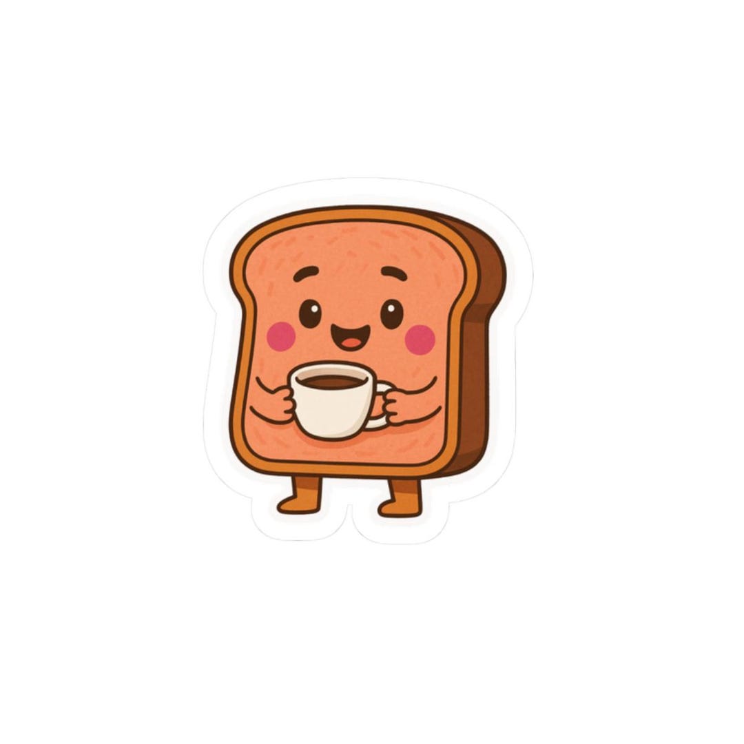 Cute Coffee Toast Kiss-cut Stickers, Fun Laptop Decals, Kawaii Food ...