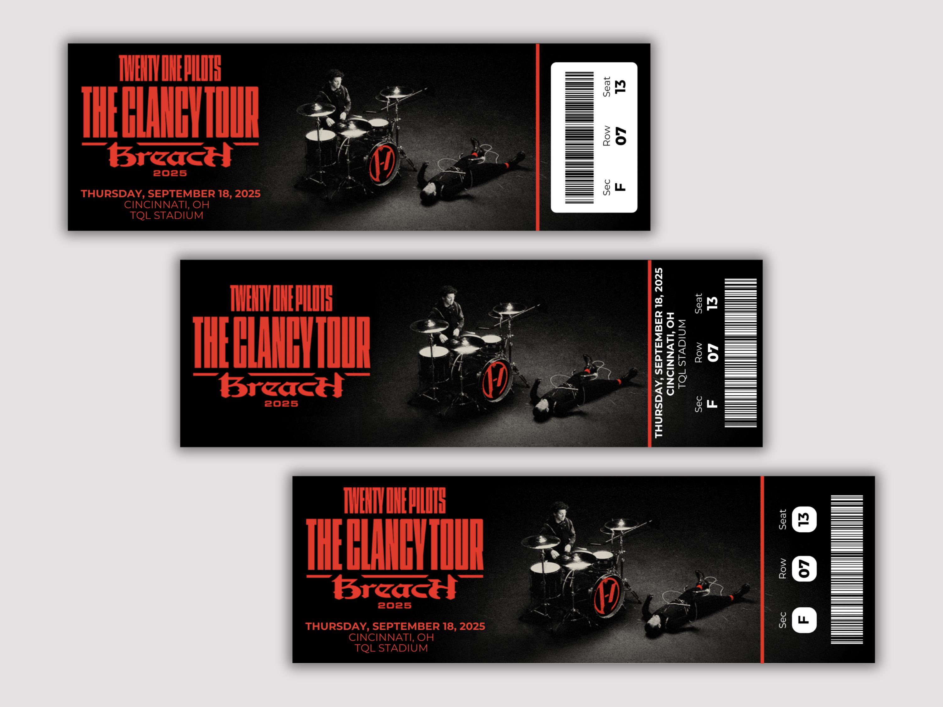 Twenty One Pilots Ticket Template | Clancy Tour: Breach | Editable ...