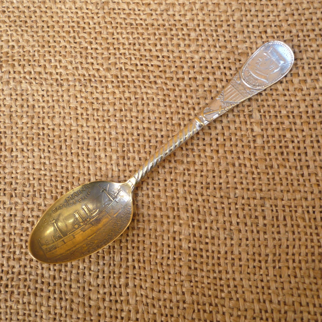 Antique US Maine Battleship Spoon - Etsy
