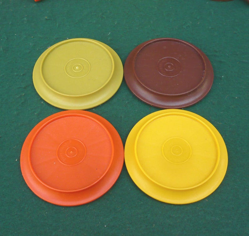 4 Vintage Tupperware Coffee Mugs & Coaster Lids - Etsy